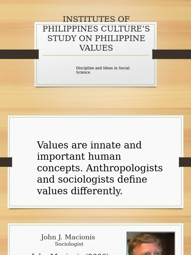 13 DISS Institute of Philippine Culture's Study On Philippine Values ...