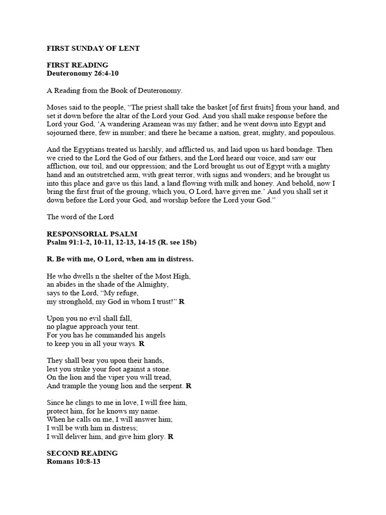1st Sunday of Lent (Year C) | PDF | Jesus | Religious Belief And Doctrine