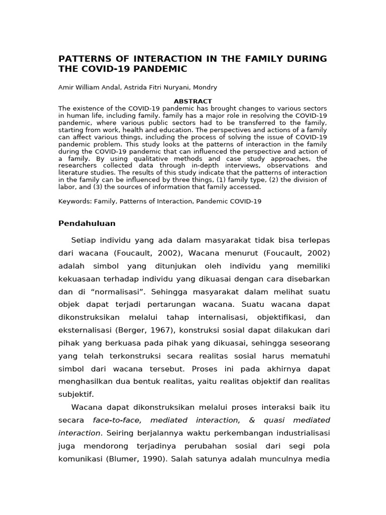 Jurnal - Patterns of Interaction in The Family During The Covid-19 ...
