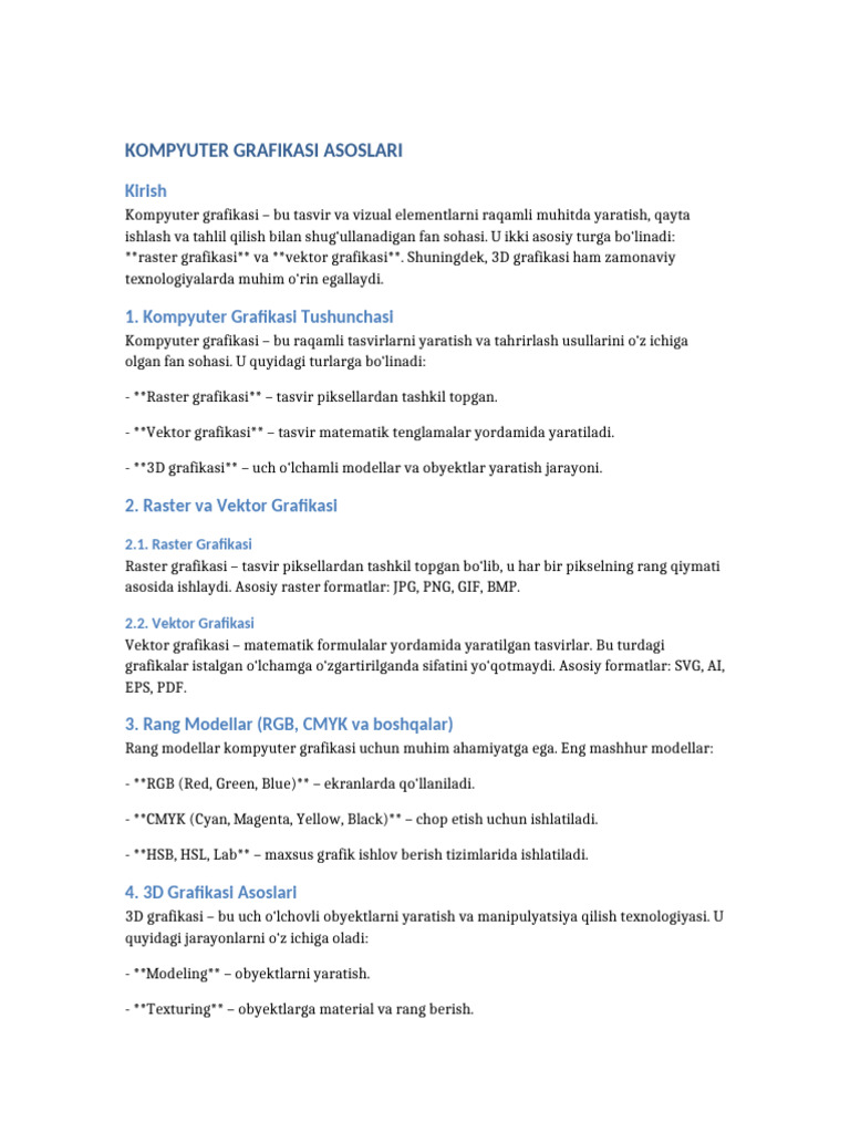 Kompyuter Grafikasi Kitob | PDF