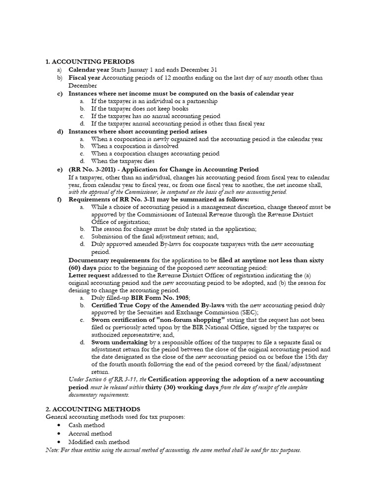 Accounting Periods and Methods Explained | PDF | Tax Deduction | Taxes