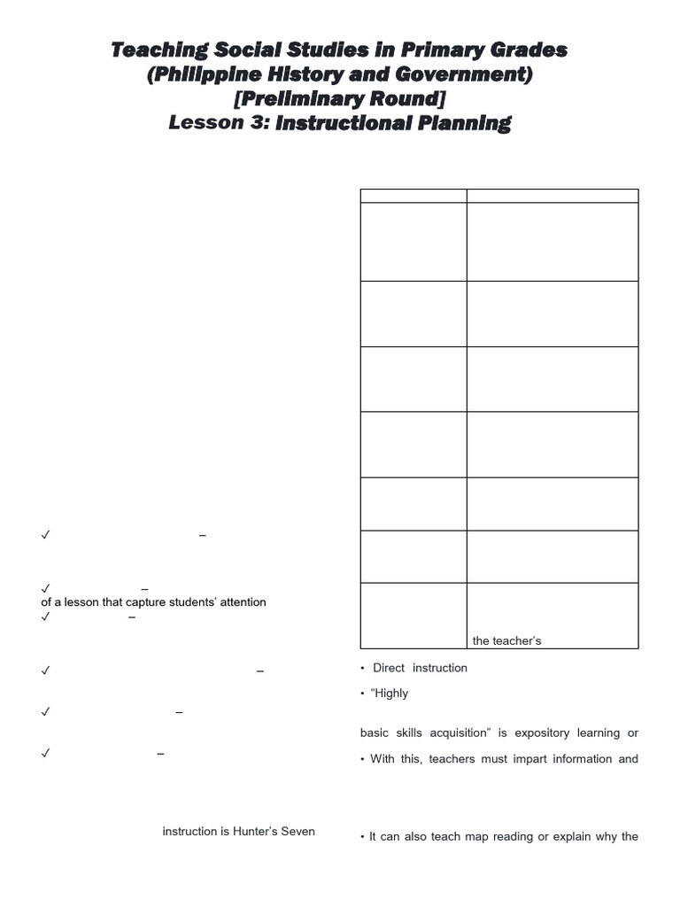 Teaching Social Studies For Primary Grades Lesson 2 | PDF | Teachers ...
