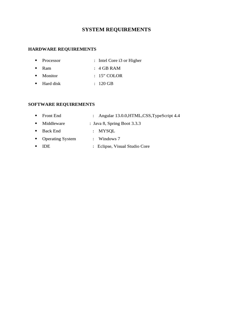 System Requirements Updated | PDF | My Sql | Databases