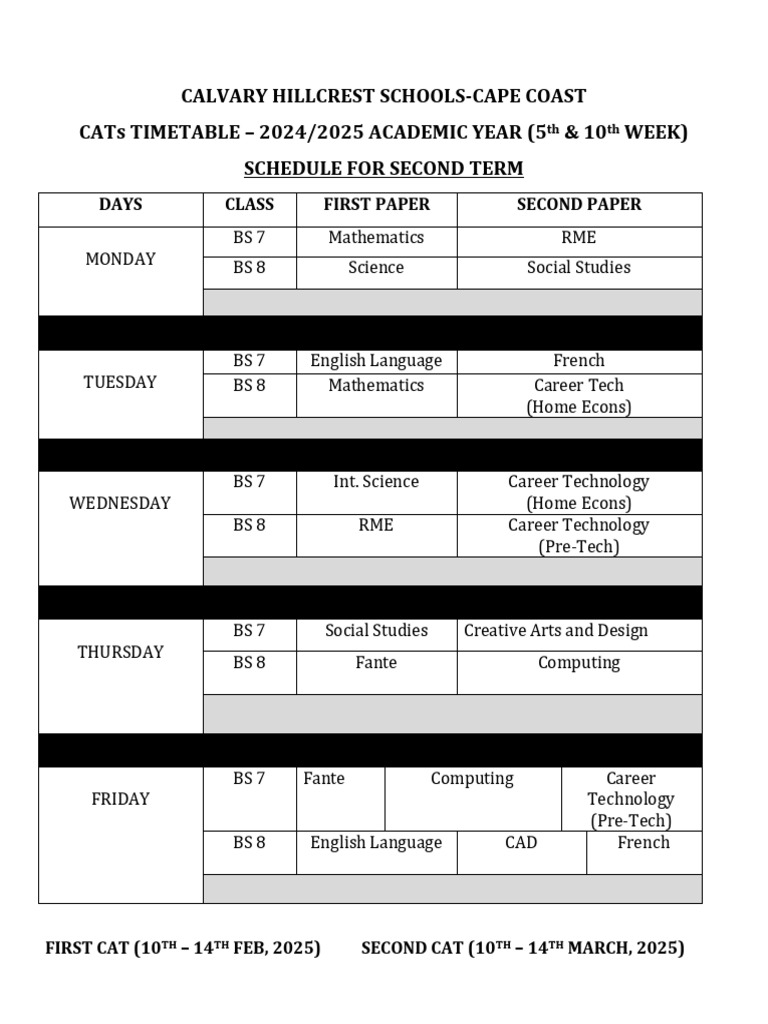 BS 7 - 8 CAT TIMETABLE | PDF