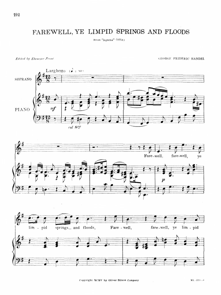 Farewell Ye Limpid Springs and Floods | PDF