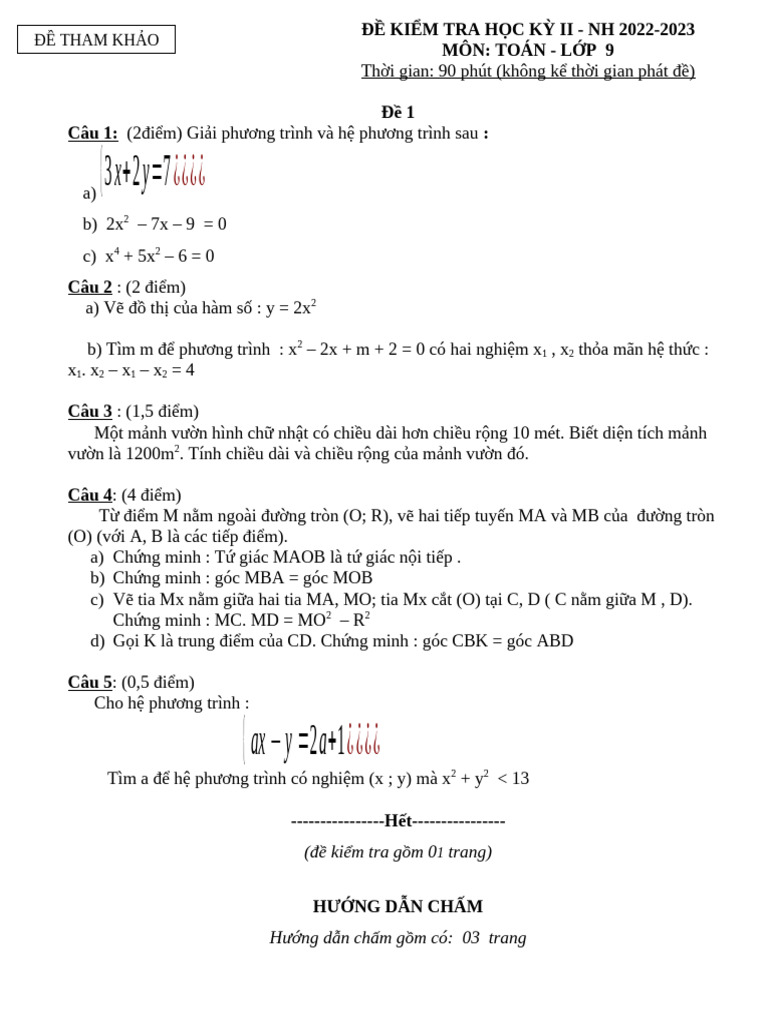 TOAN-HOC-9-HKII | PDF