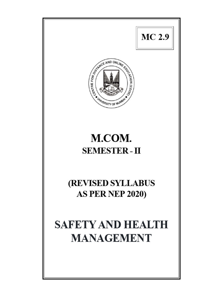 MCOM-NEP-SEM-II-Safety-and-Health-Management | PDF | Occupational Safety And Health | Labour Law