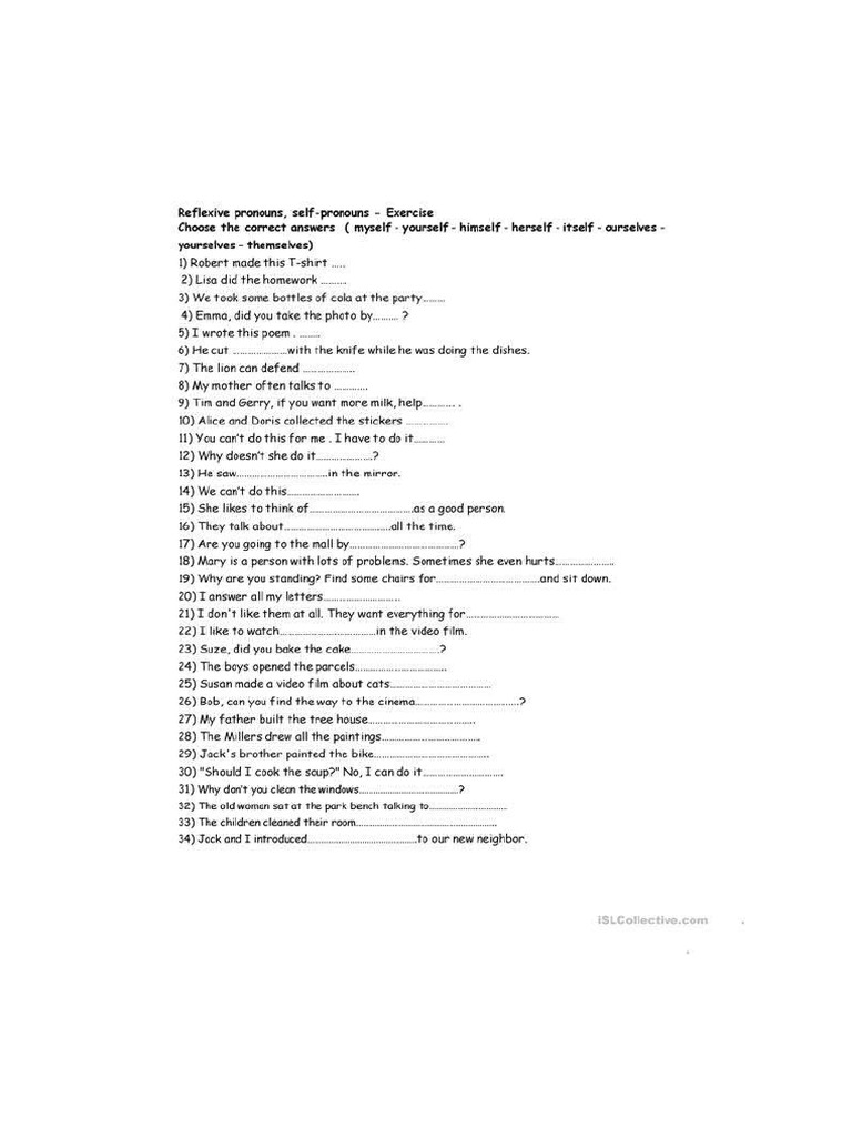 Grammar Reflexive Pronouns | PDF