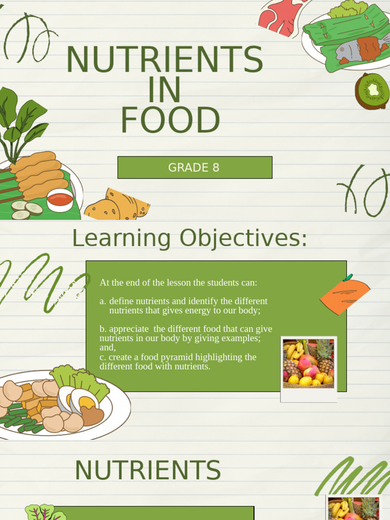 0.1 PPT Nutrients in Food | PDF | Foods | Nutrients