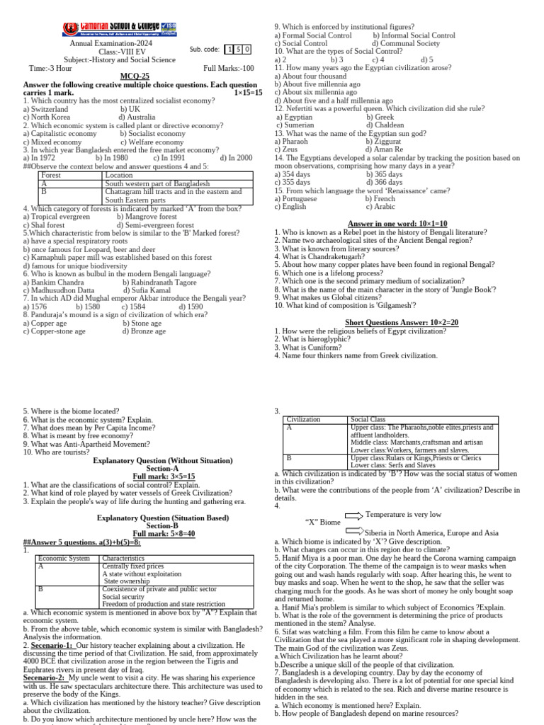 8 EV Histry and Social Uttara | PDF | Bengal | Civilization