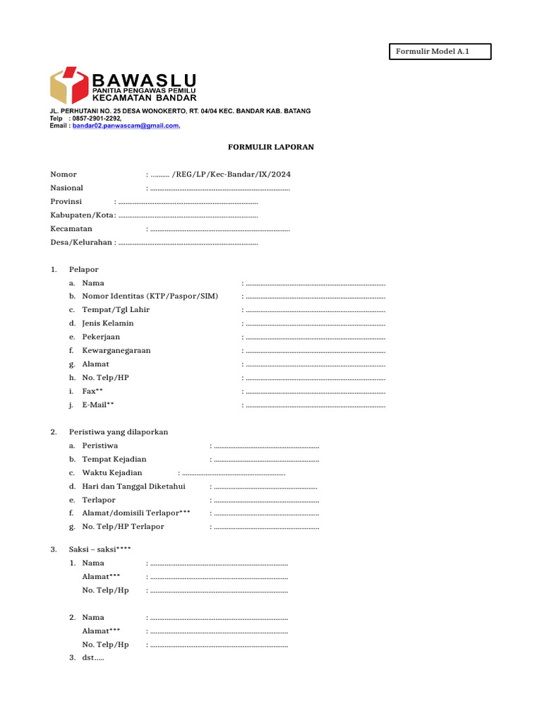 Form Laporan | PDF
