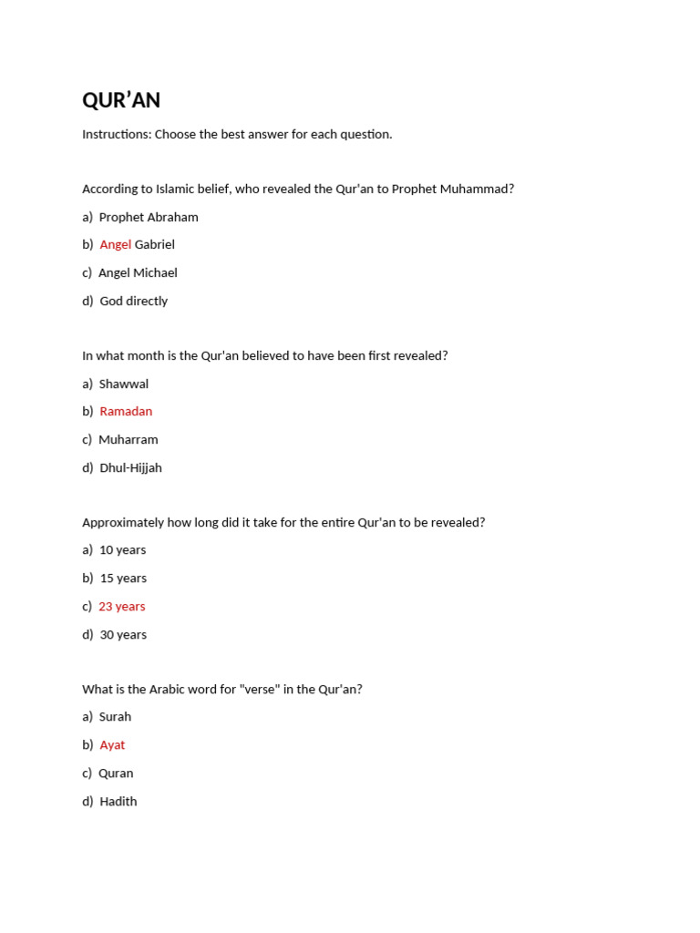 Quiz on Qur'an, Iliad, Mahabharata, Canterbury Tales | PDF | Odysseus ...