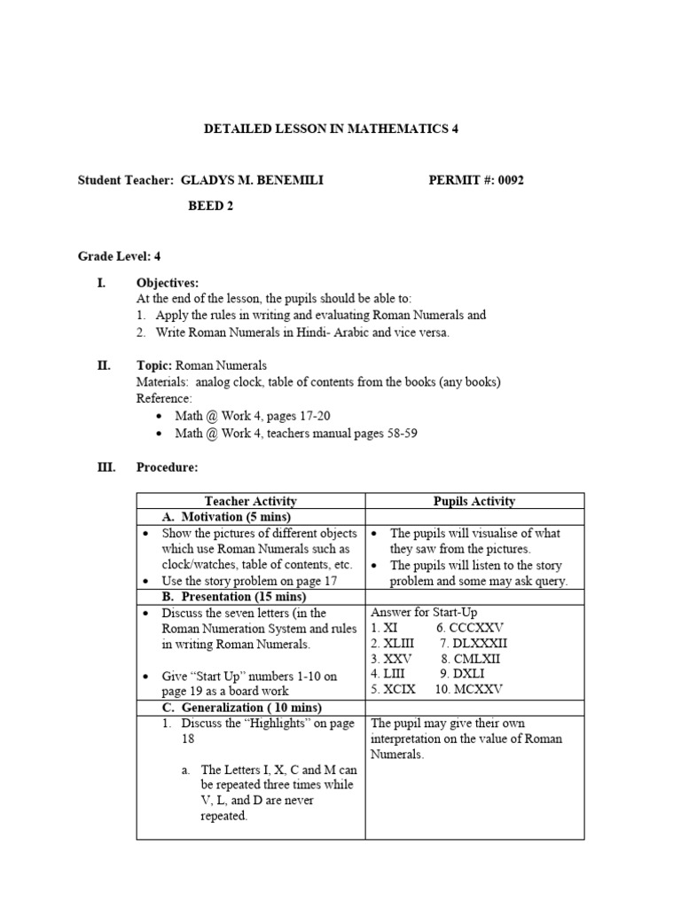 Lesson Plan in Math 4 | PDF | Mathematics