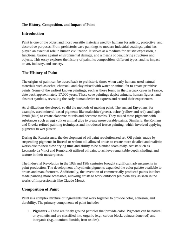 The Evolution and Impact of Paint | PDF | Paint | Paintings
