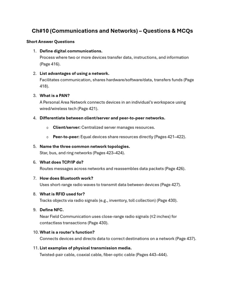 Chapter - 10 - Network (By Umar Azam) | PDF | Computer Network | Radio