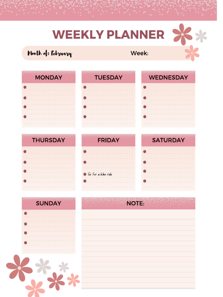White and Pink Stripes Weekly Planner | PDF