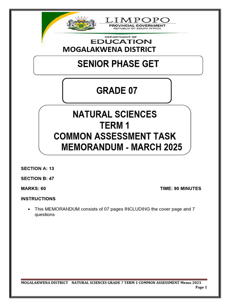 Grade 7 Natural Sciences Assessment Memo | PDF | Flowers | Reproduction
