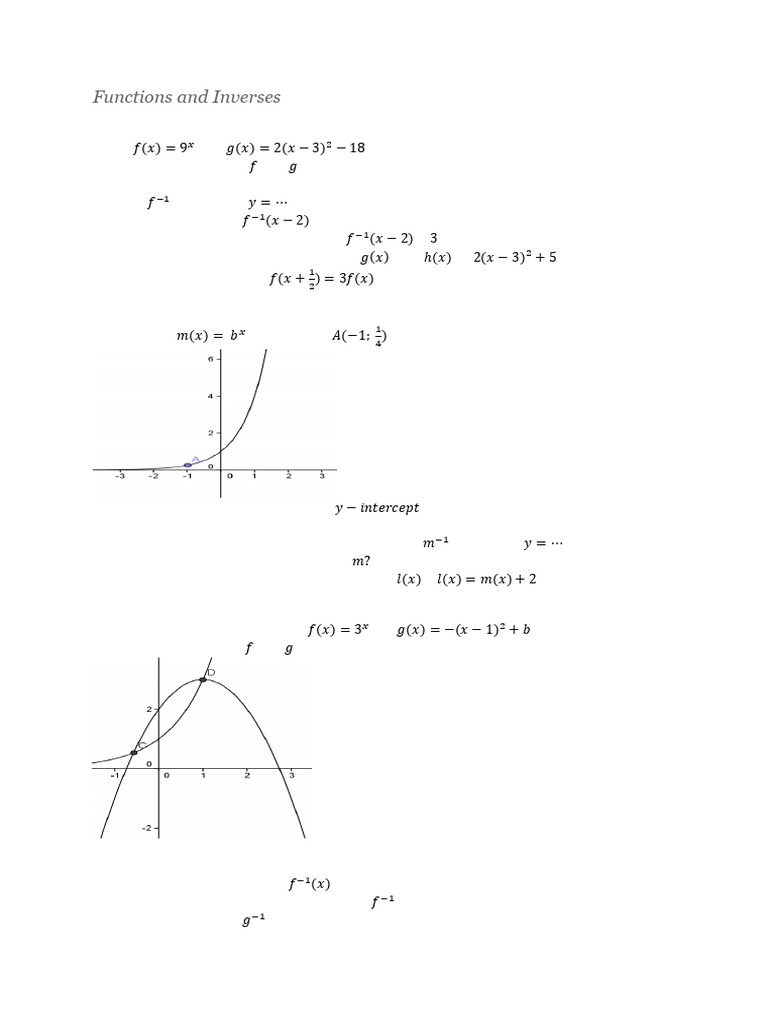 Maths 12-2 Functions and Inverses Q | PDF