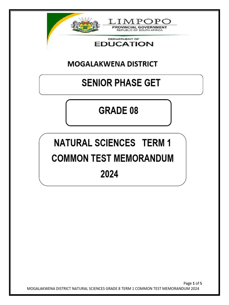 NS Memo Grade 8 Term 1 2024 | PDF | Predation | Foods