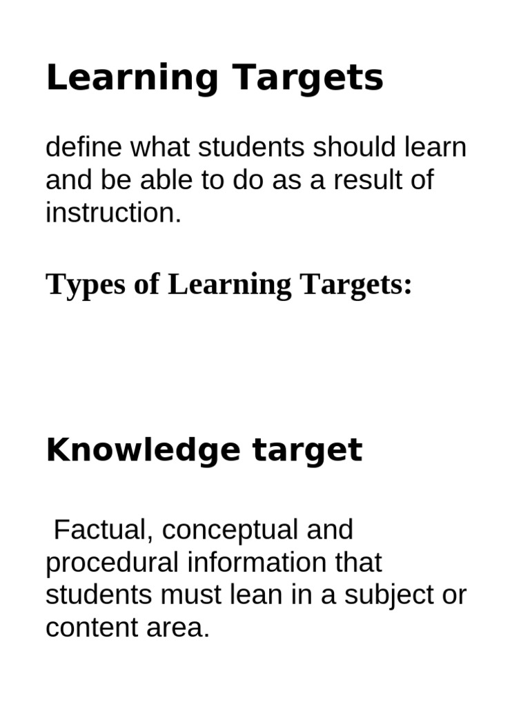 Understanding Learning Targets in Education | PDF
