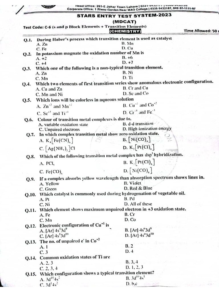 s & p block elements and transitions elements | PDF