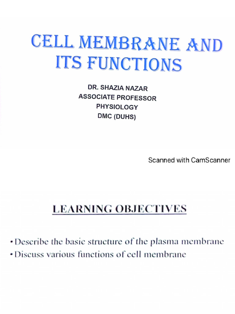 (PHYSIO-3) CELL MEMBRANE AND ITS FUNCTIONS - Physio | PDF