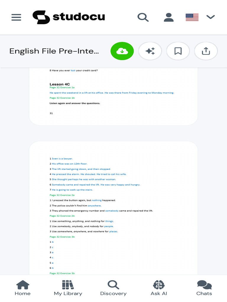 English File Pre-Intermediate Student's Book Answer Keys Lesson 1A Page 4 Exercise 1a - Katie ...