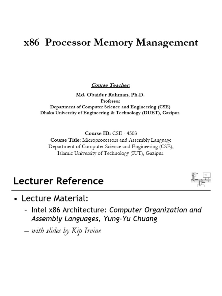 Lecture-13 (x86 Processor Memory Management) | PDF | X86 Architecture | Office Equipment