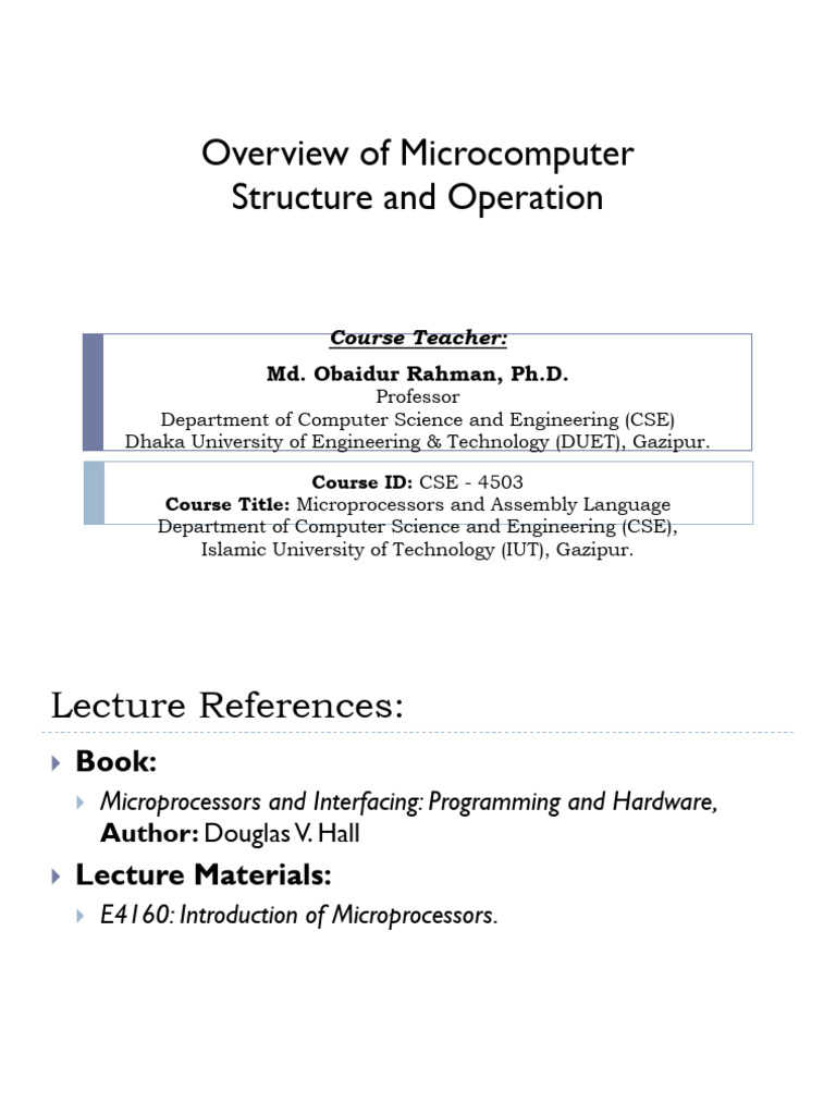 Lecture-2 (Overview of Microcomputer Structure and Operation) | PDF | Input/Output | Central ...