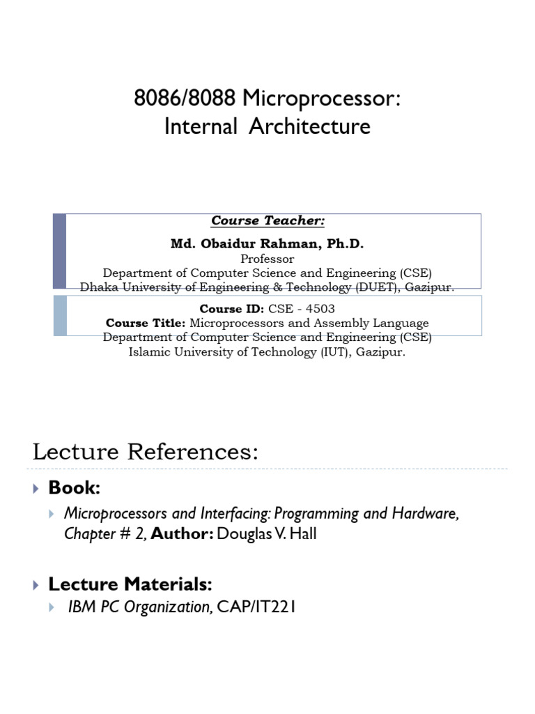 Lecture 4 (8086 8088 Microprocessor Internal Architecture) | PDF ... Lecture 4 (8086 8088 Microprocessor Internal Architecture) | PDF ...