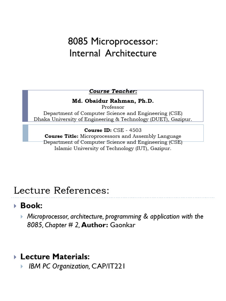 Lecture 3 8085 Microprocessor Internal Architecture Pdf Central Processing Unit Computer