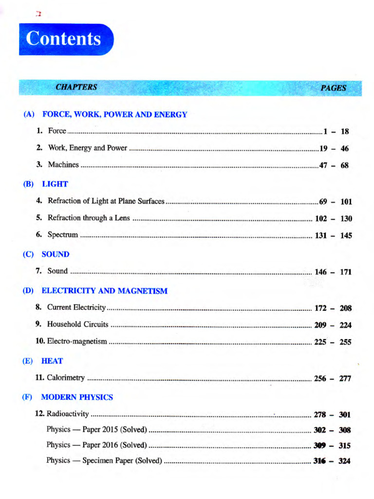 Selina Class 10 Physics Book Content | PDF