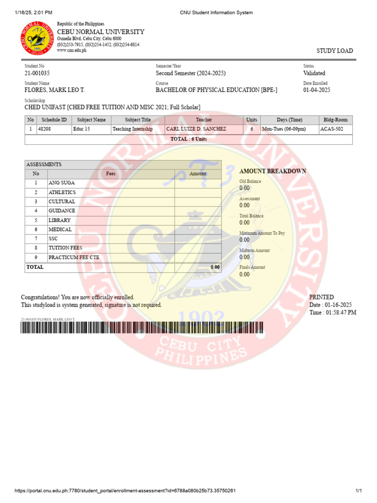 Flores Study Load | PDF | Higher Education | Educational Stages