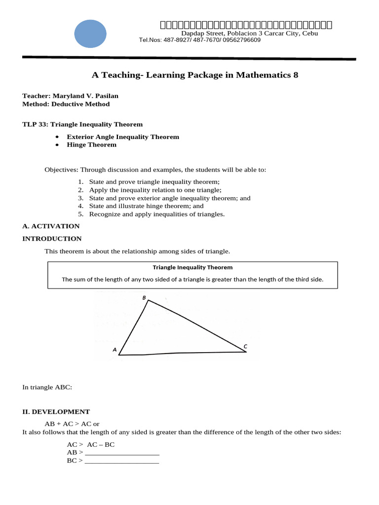 Triangle Inequality Theorem Overview | PDF | Triangle | Theorem