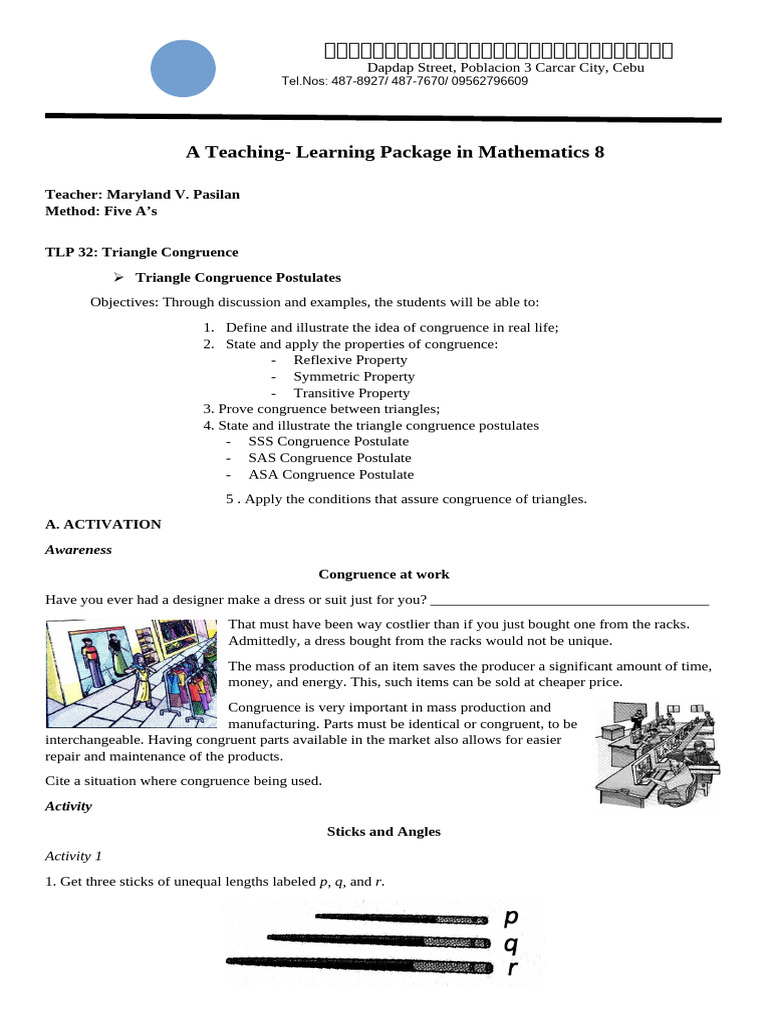 TLP 32 Triangle Congruence | PDF | Triangle | Classical Geometry
