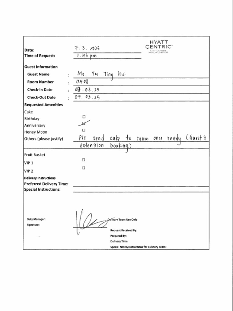 Ms. Yu Ting Hui - Anniversary | PDF