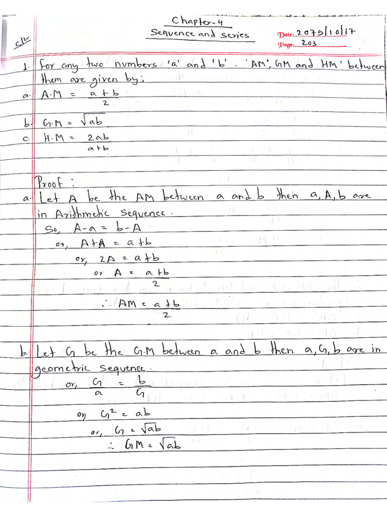 Class 11 Sequence & Series Ex-4.1 | PDF