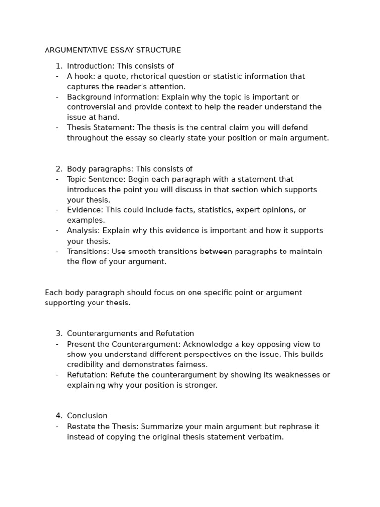Argumentative Essay Structure | PDF
