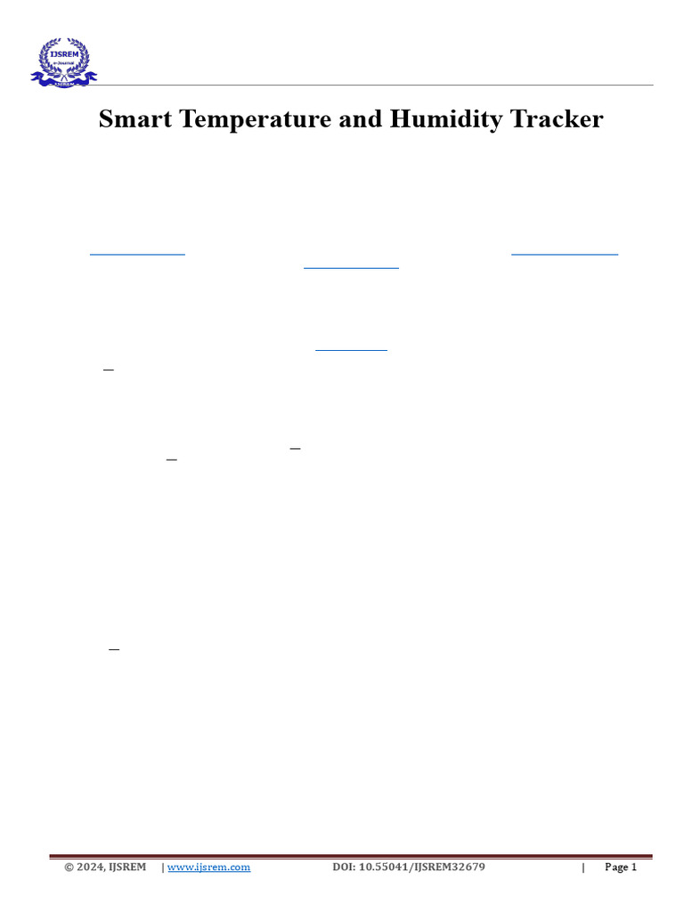 Smart Temperature and Humidity Tracker | PDF | Internet Of Things ...