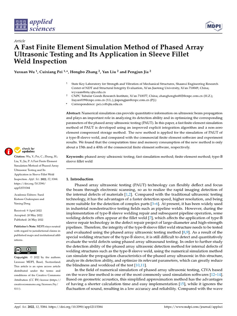 A Fast Finite Element Simulation Method Of Phased Array Ultrasonic Testing And Ist Application