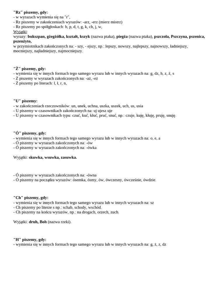 Ortografia Zasady Pisowni Klasa 6 | PDF