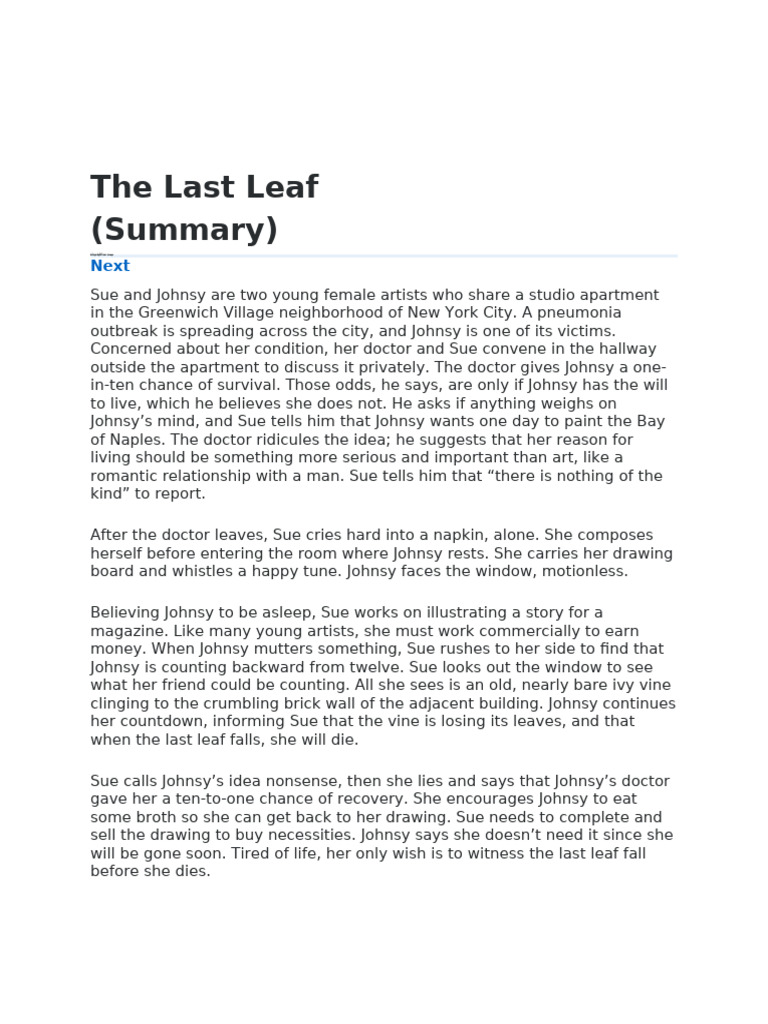 The Last Leaf by O Henry | PDF