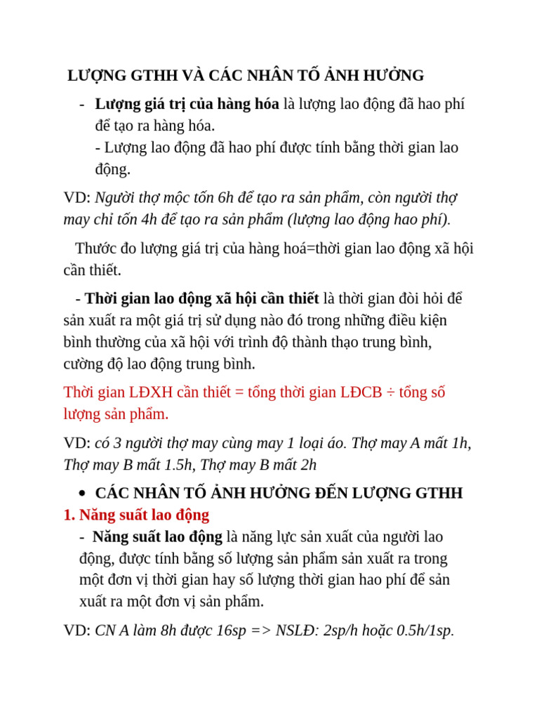 LƯỢNG GTHH VÀ CÁC NHÂN TỐ ẢNH HƯỞNG | PDF