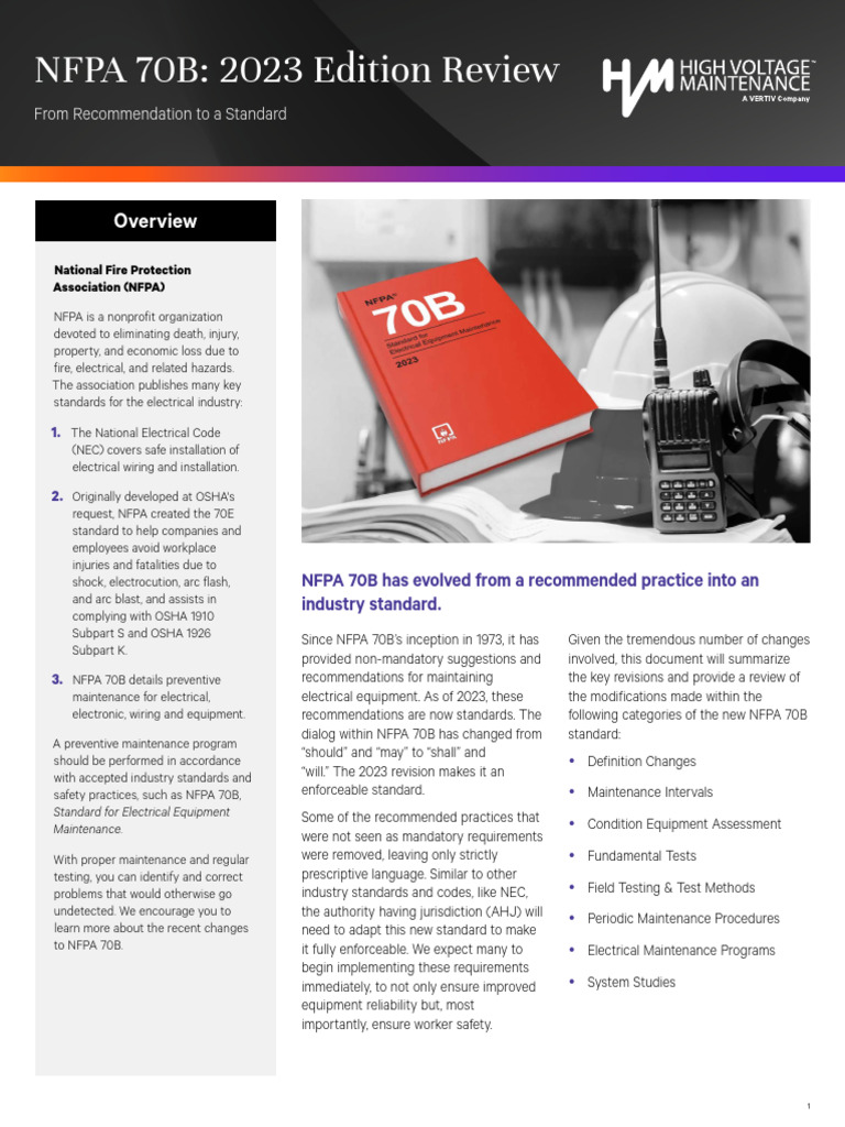 HVM Electrical Safety Nfpa 70b 2023 Ds en Na Es 03 675 Web | PDF | Safety | Reliability Engineering
