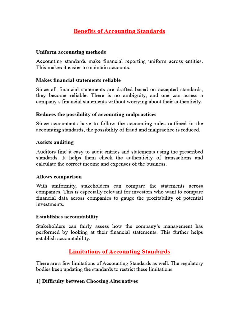 Benefits of Accounting Standards | PDF | Accounting | Audit