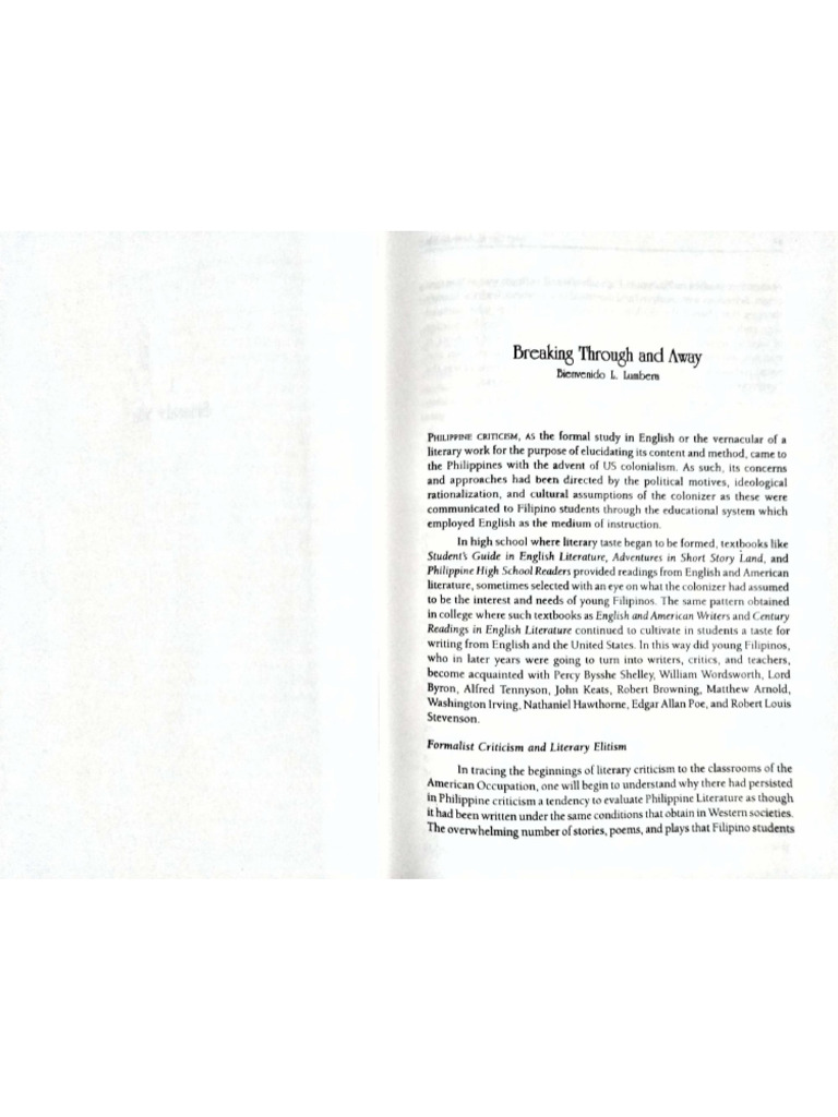 Lumbera, B.1984. Breaking Through Away. | PDF
