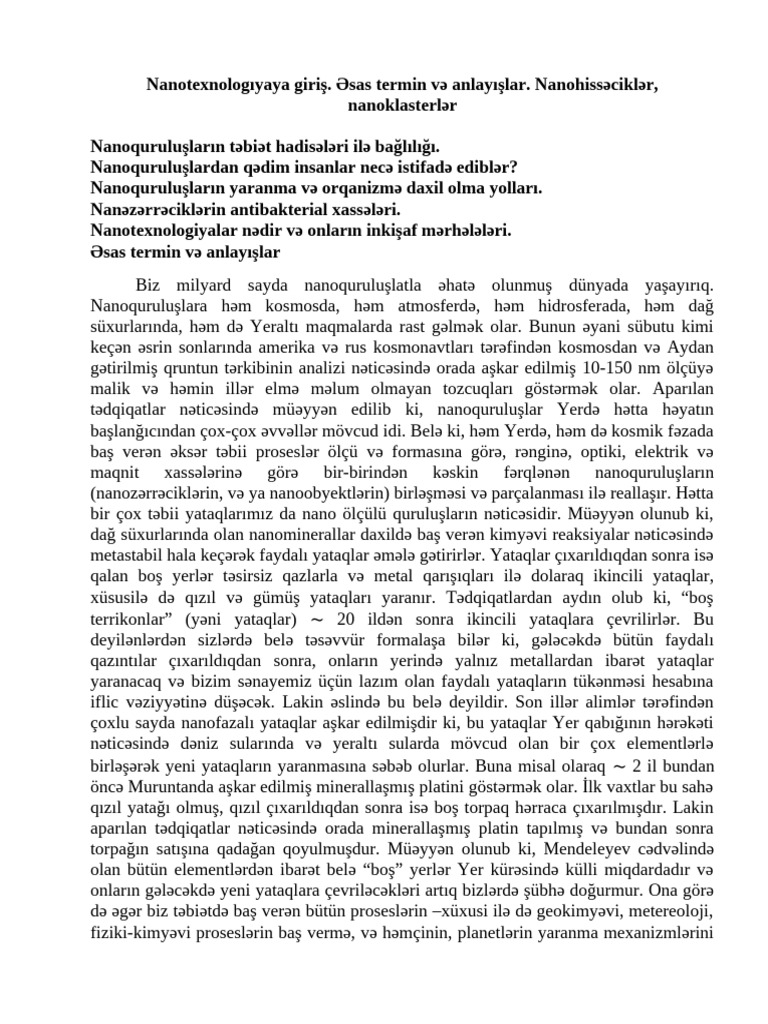 Muhazire_1_Nanotexnologiyaya girish — копия | PDF