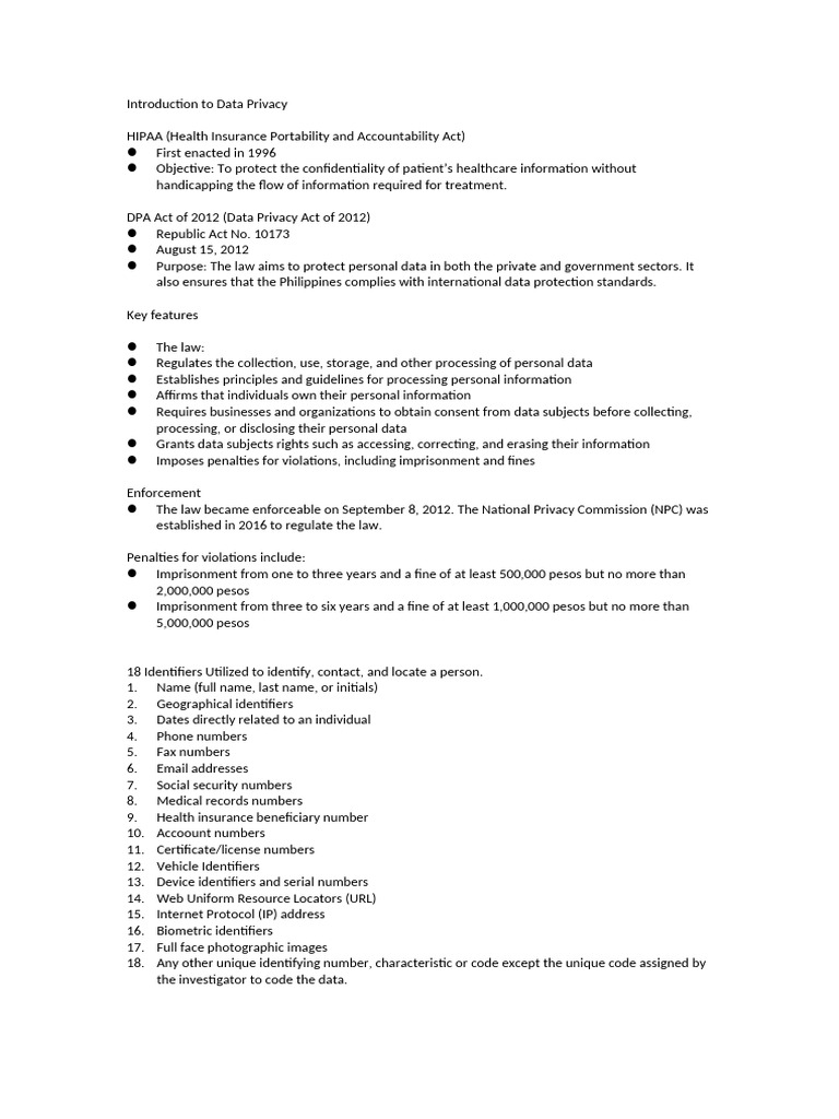 Introduction To Data Privacy | PDF | Electronic Health Record | Privacy