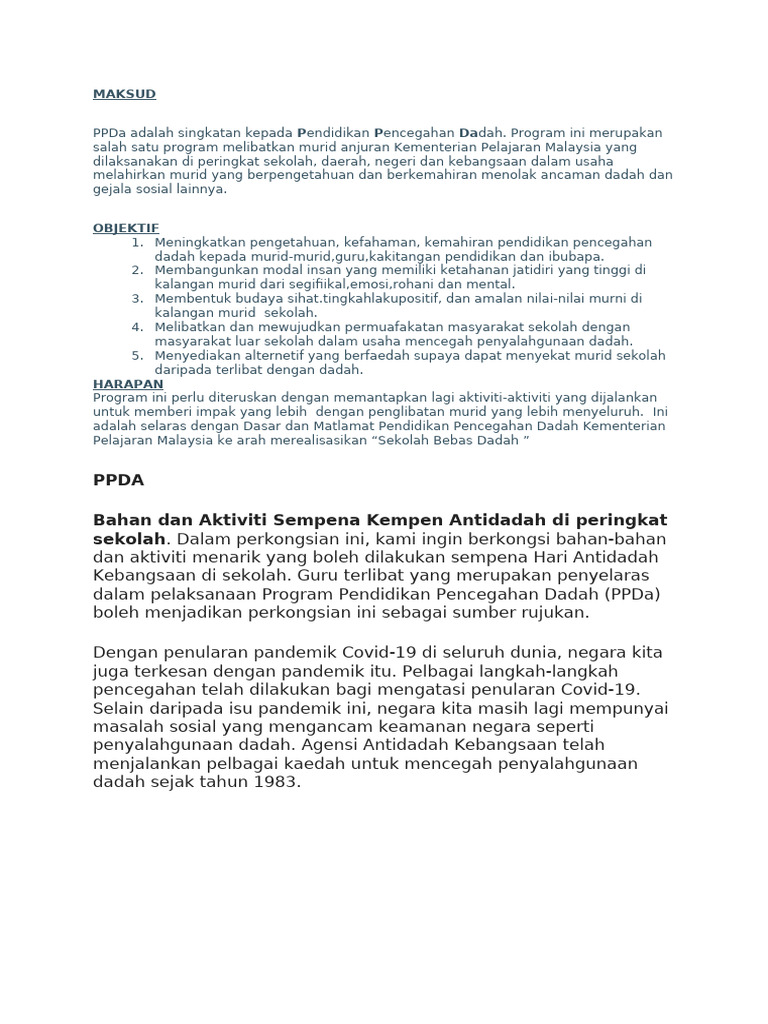 Program Pencegahan Dadah | PDF