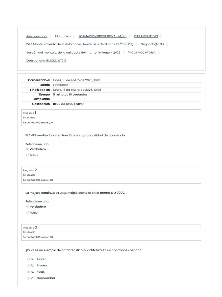 Cuestionario GMCM - UT2.3 - 1 Pedro | PDF